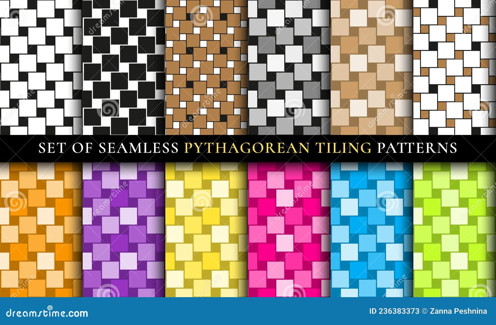 Squares Tessellation Vector. Repeated White Checks Sequence On Black ...