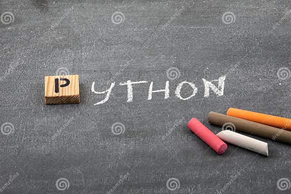 Python Code and Programming Language Concept. Colored Chalk Pieces on a ...