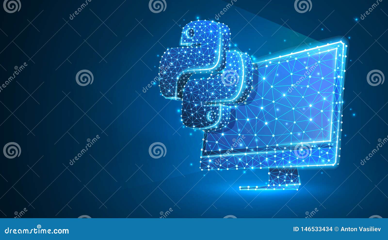 Python Coding Language Sign On Computer Monitor Device Programming Developing Concept Stock