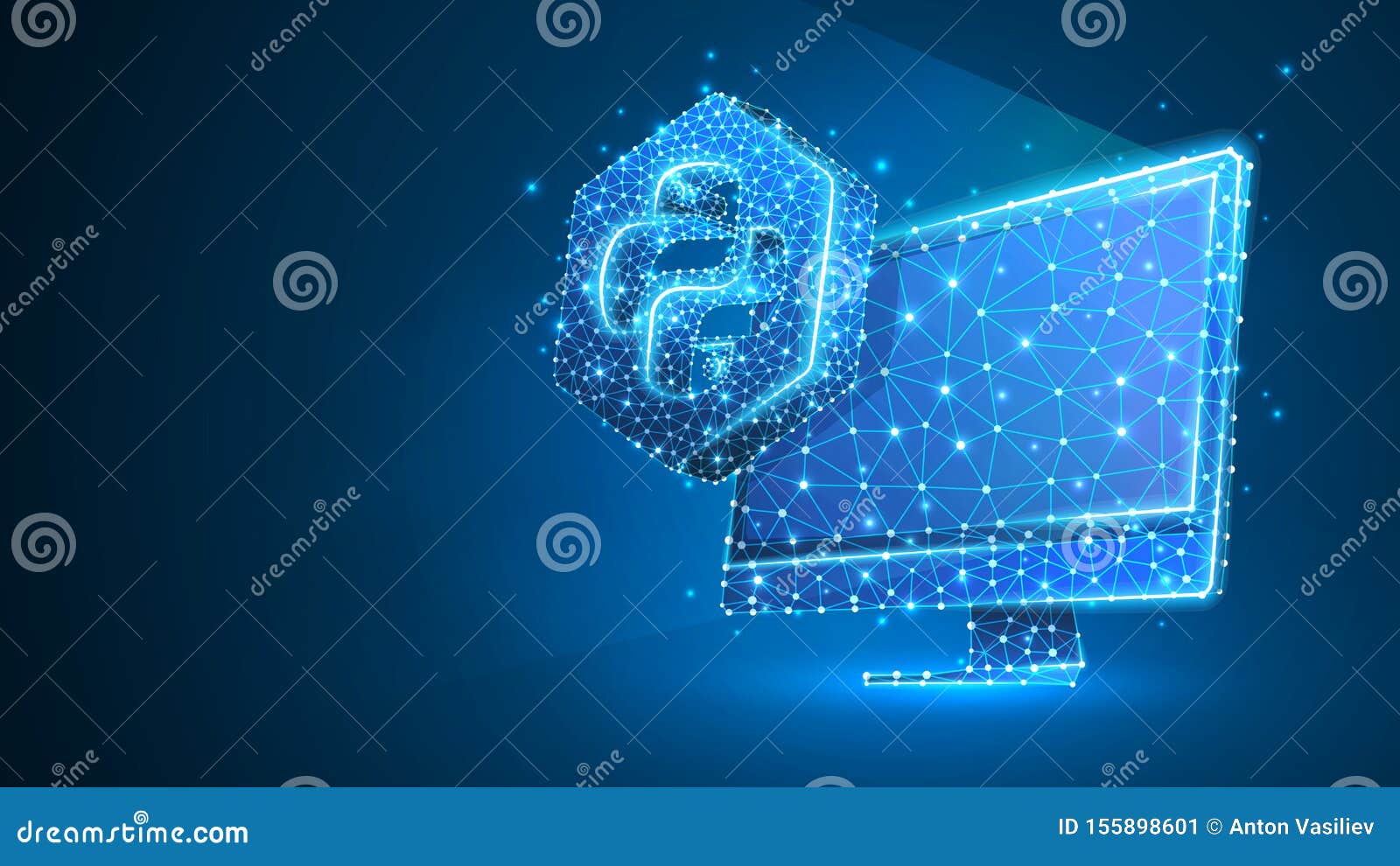 Python Coding Language Sign On Computer Monitor Device Programming Developing Concept Stock