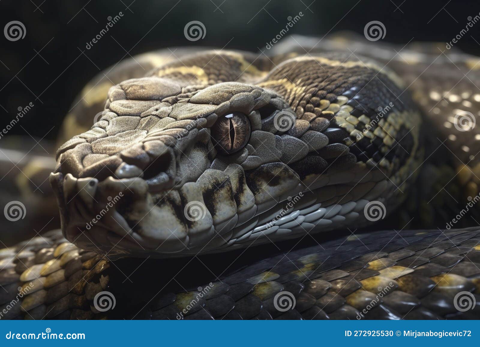 Python Head Closeup, Created with Generative AI Stock Illustration ...