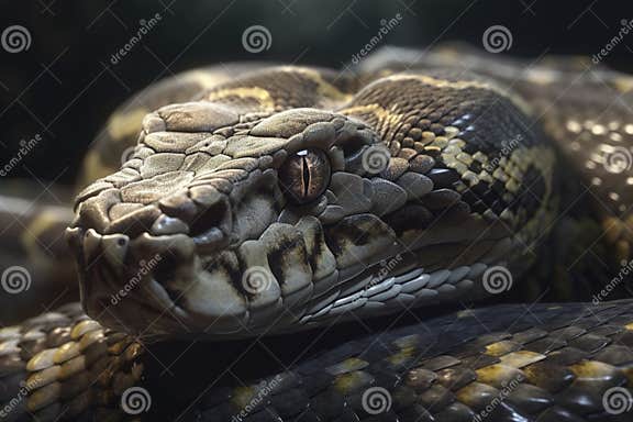 Python Head Closeup, Created with Generative AI Stock Illustration ...