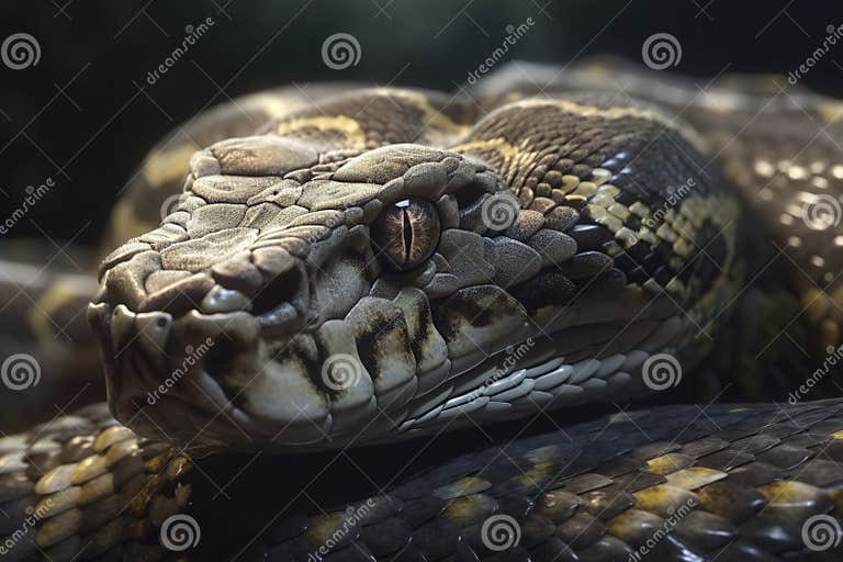 Python Head Closeup, Created with Generative AI Stock Illustration ...