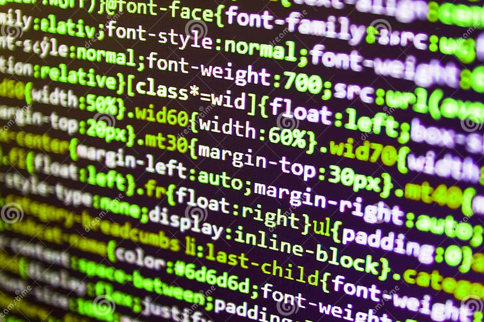 Python Programming Developer Code. Closeup of Java Script, CSS and HTML Code Stock Image - Image ...