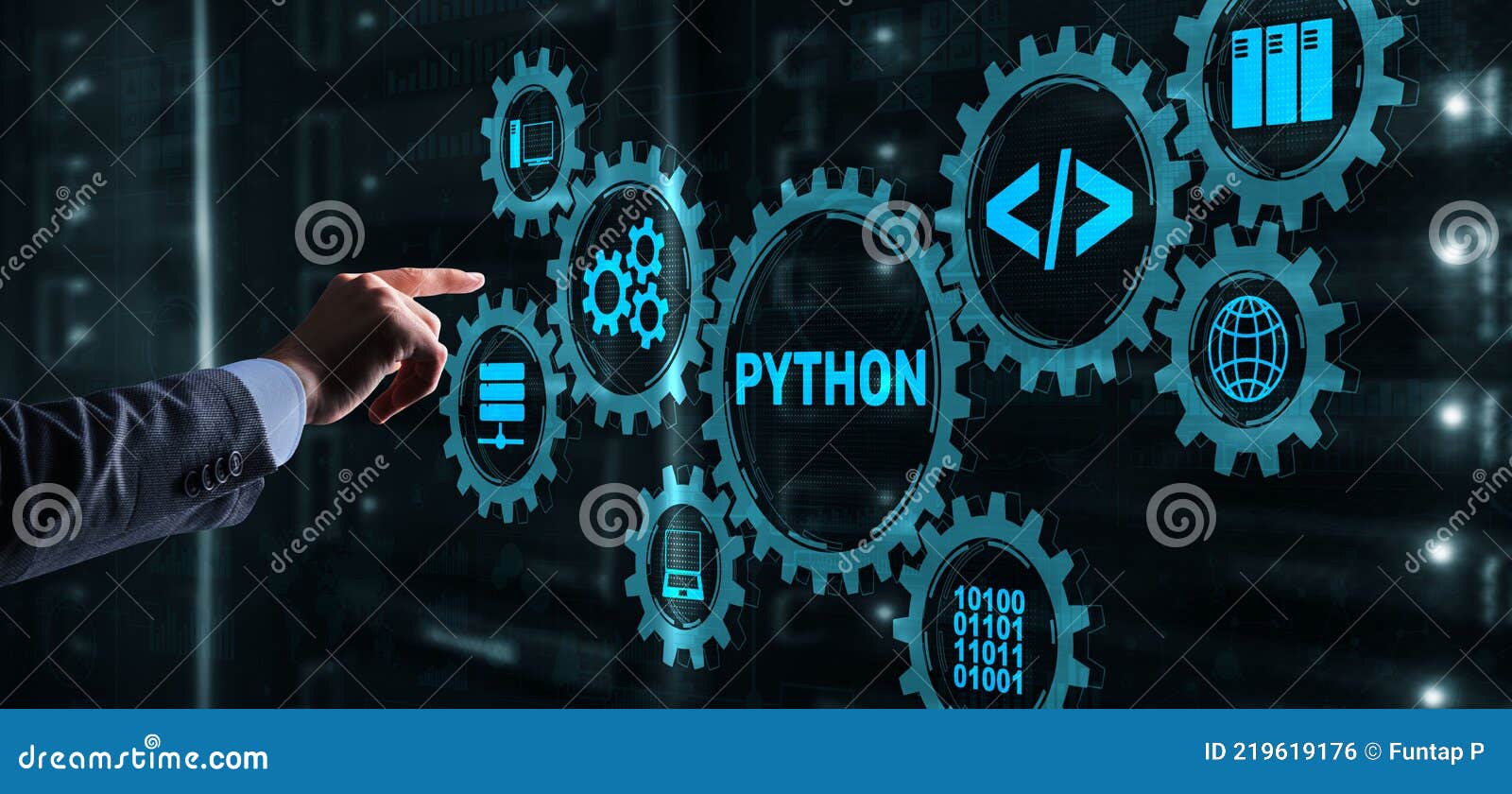 Python Programming Language Programing Workflow Abstract Algorithm Concept On Virtual Screen 4790