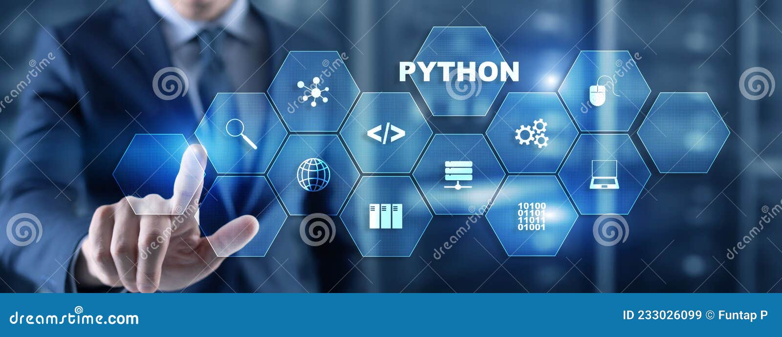 Python Programming Language Programing Workflow Abstract Algorithm Concept On Virtual Screen