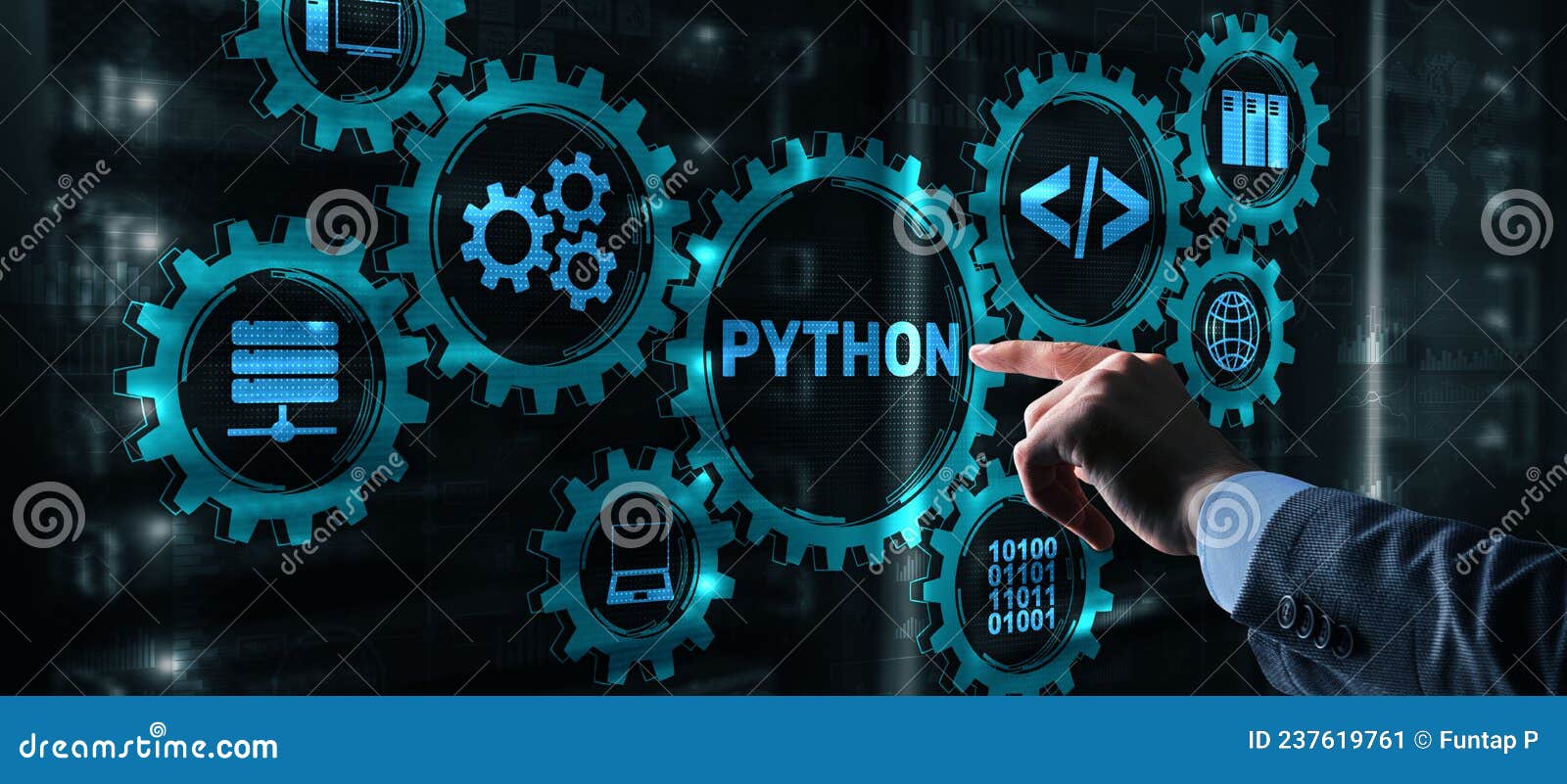 Python Programming Language Programing Workflow Abstract Algorithm Concept On Virtual Screen 3004