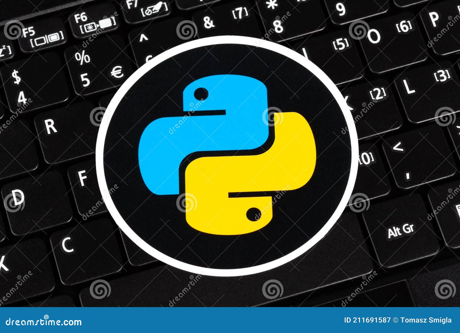Python Programming Language Round Logo Sticker, Symbol Label Laying On ... Python Programming Language Round Logo Sticker, Symbol Label Laying On ...