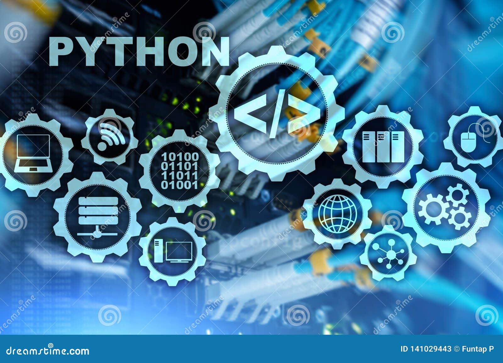 Python Programming Language On Server Room Background Programing Workflow Abstract Algorithm