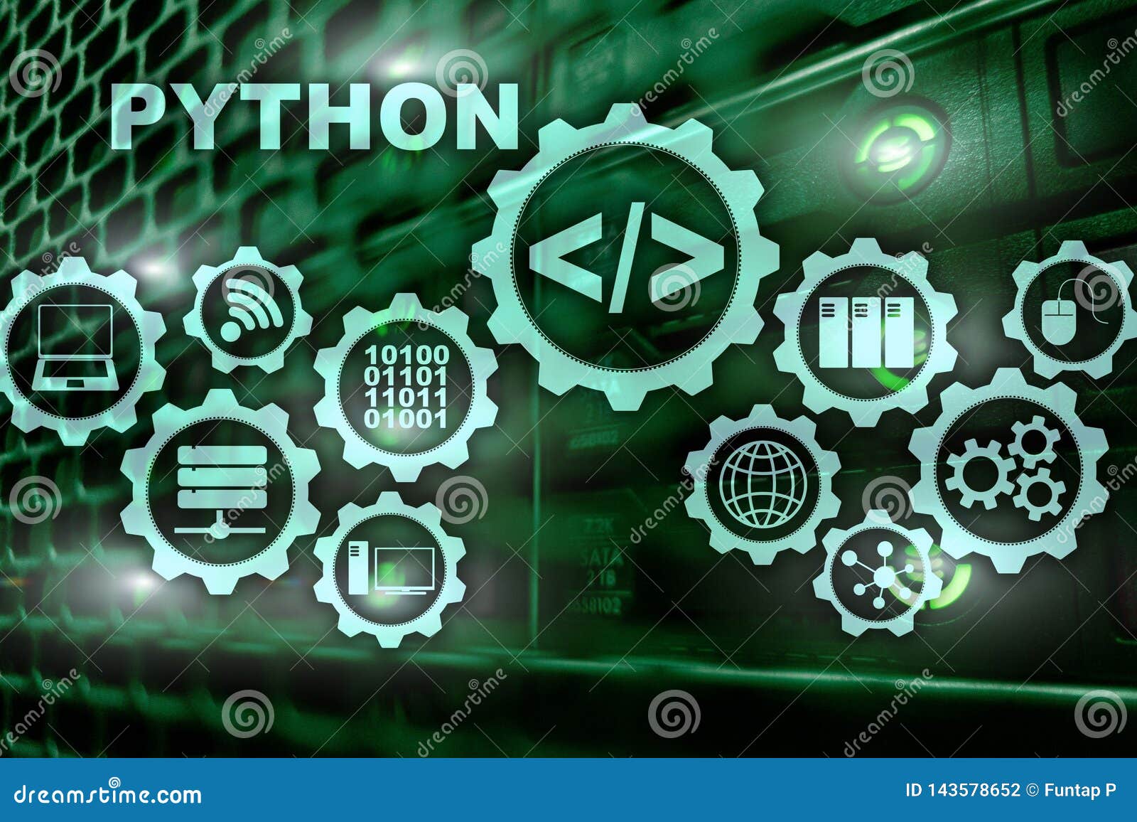 Python Programming Language On Server Room Background Programing Workflow Abstract Algorithm