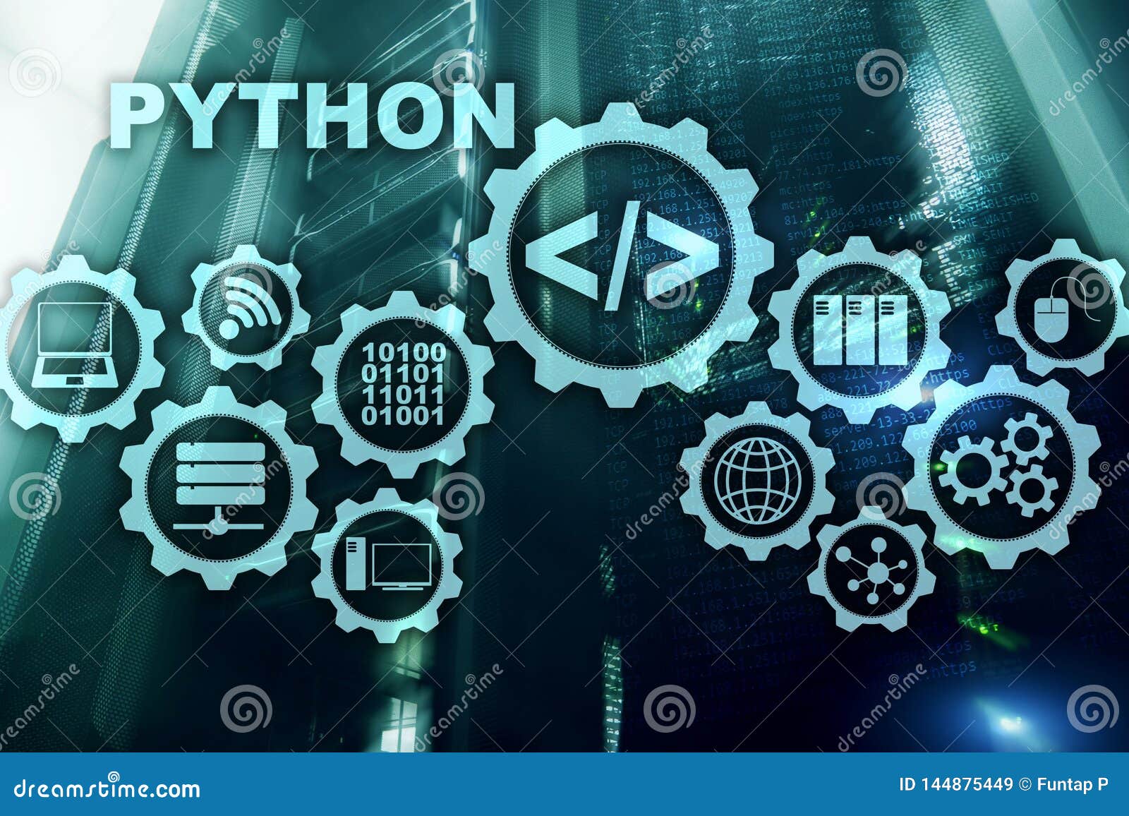Python Programming Language On Server Room Background Programing Workflow Abstract Algorithm