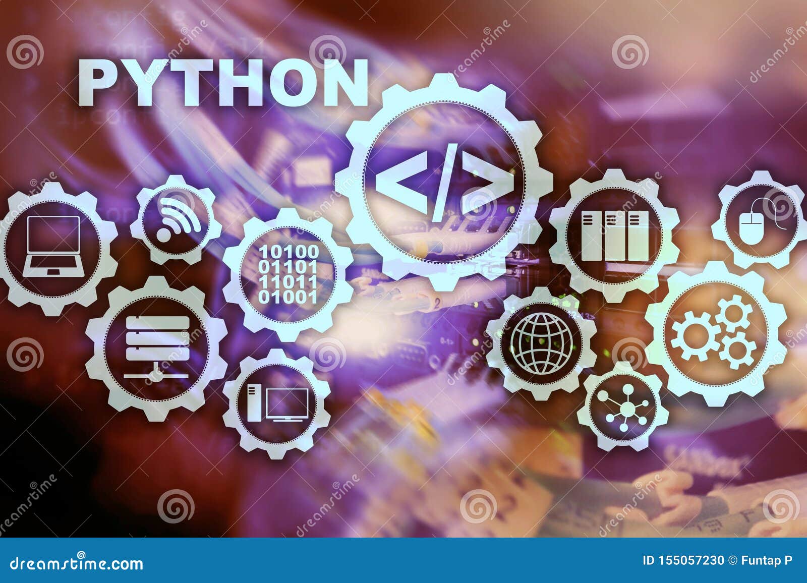 Python Programming Language On Server Room Background Programing Workflow Abstract Algorithm