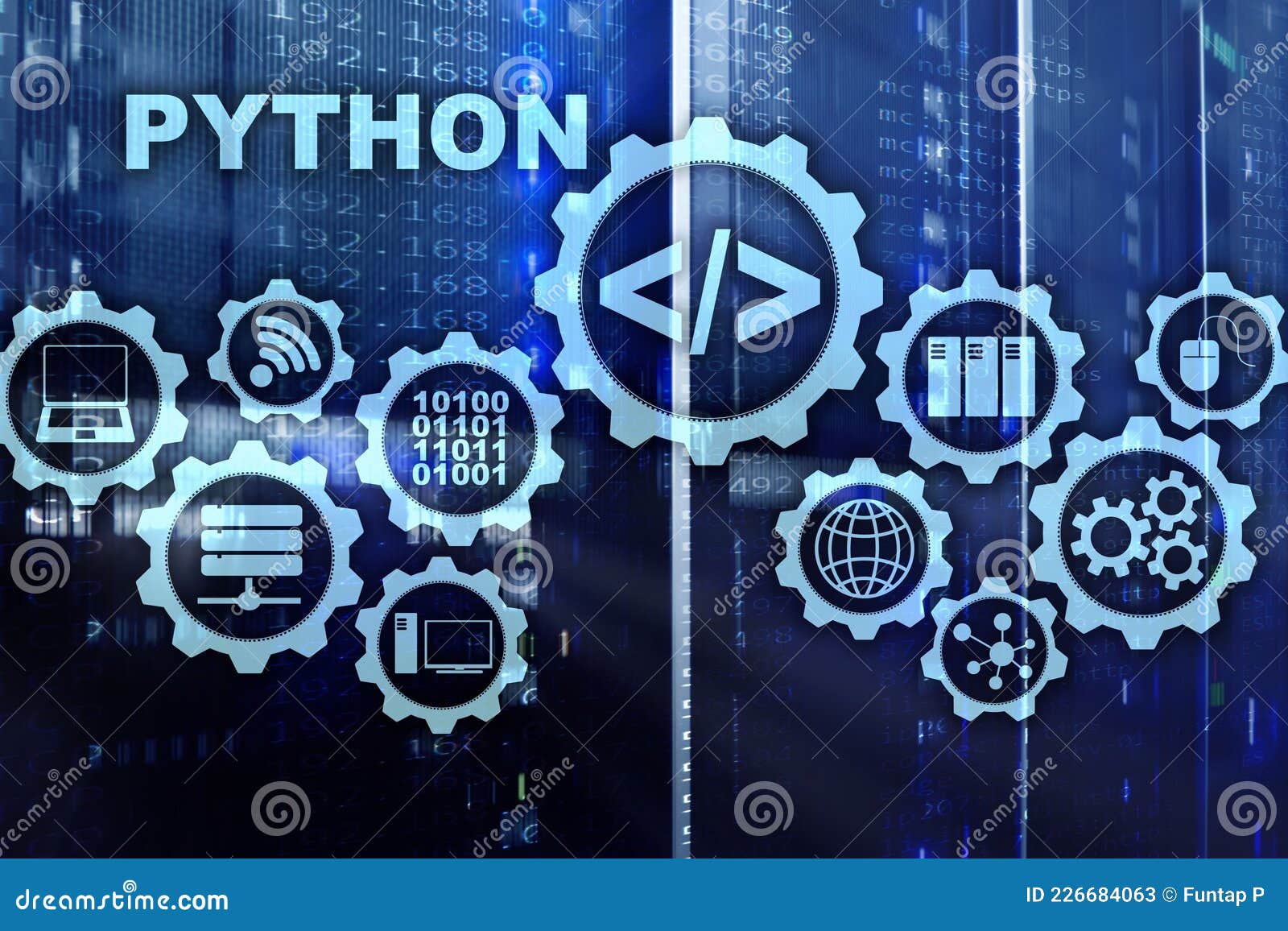Python Programming Language On Server Room Background Programing Workflow Abstract Algorithm