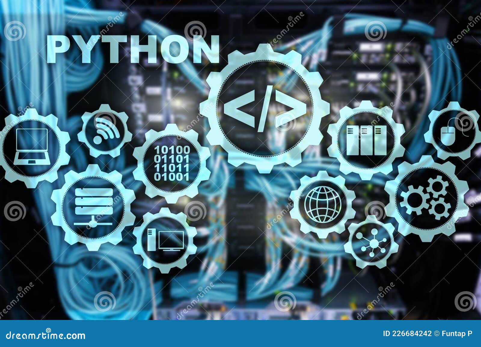 Python Programming Language On Server Room Background Programing Workflow Abstract Algorithm