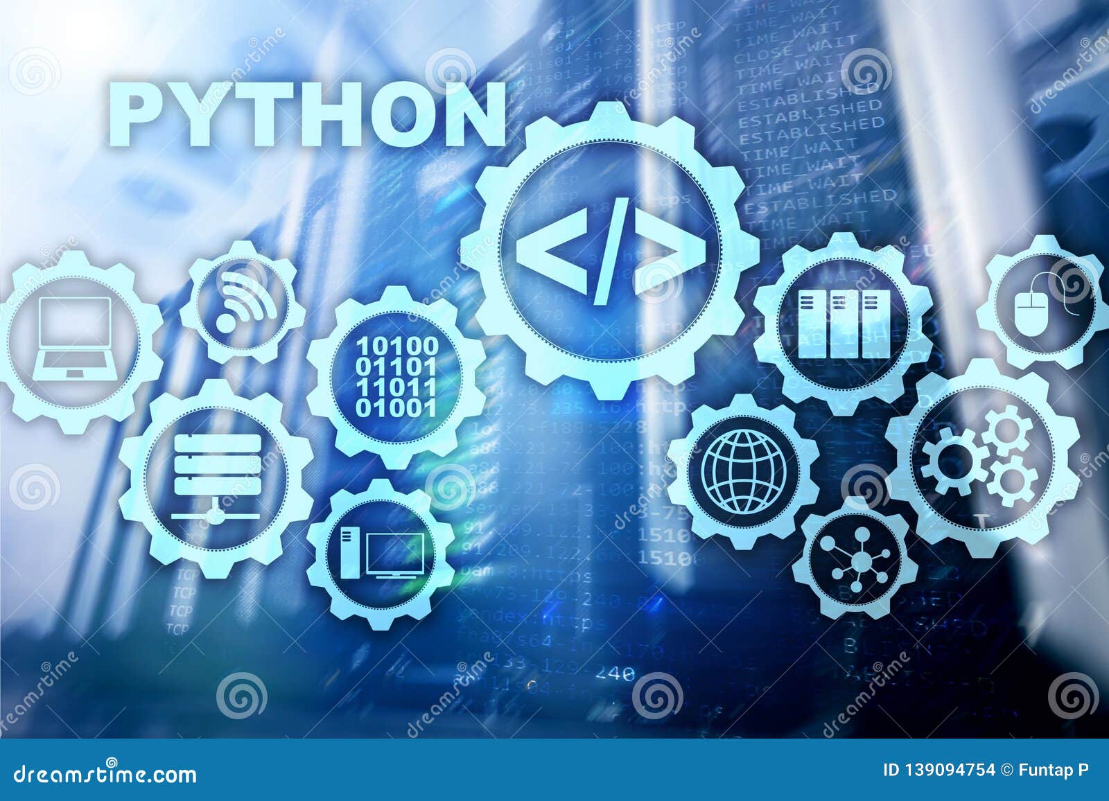 Python Programming Language On Server Room Background Programing Workflow Abstract Algorithm