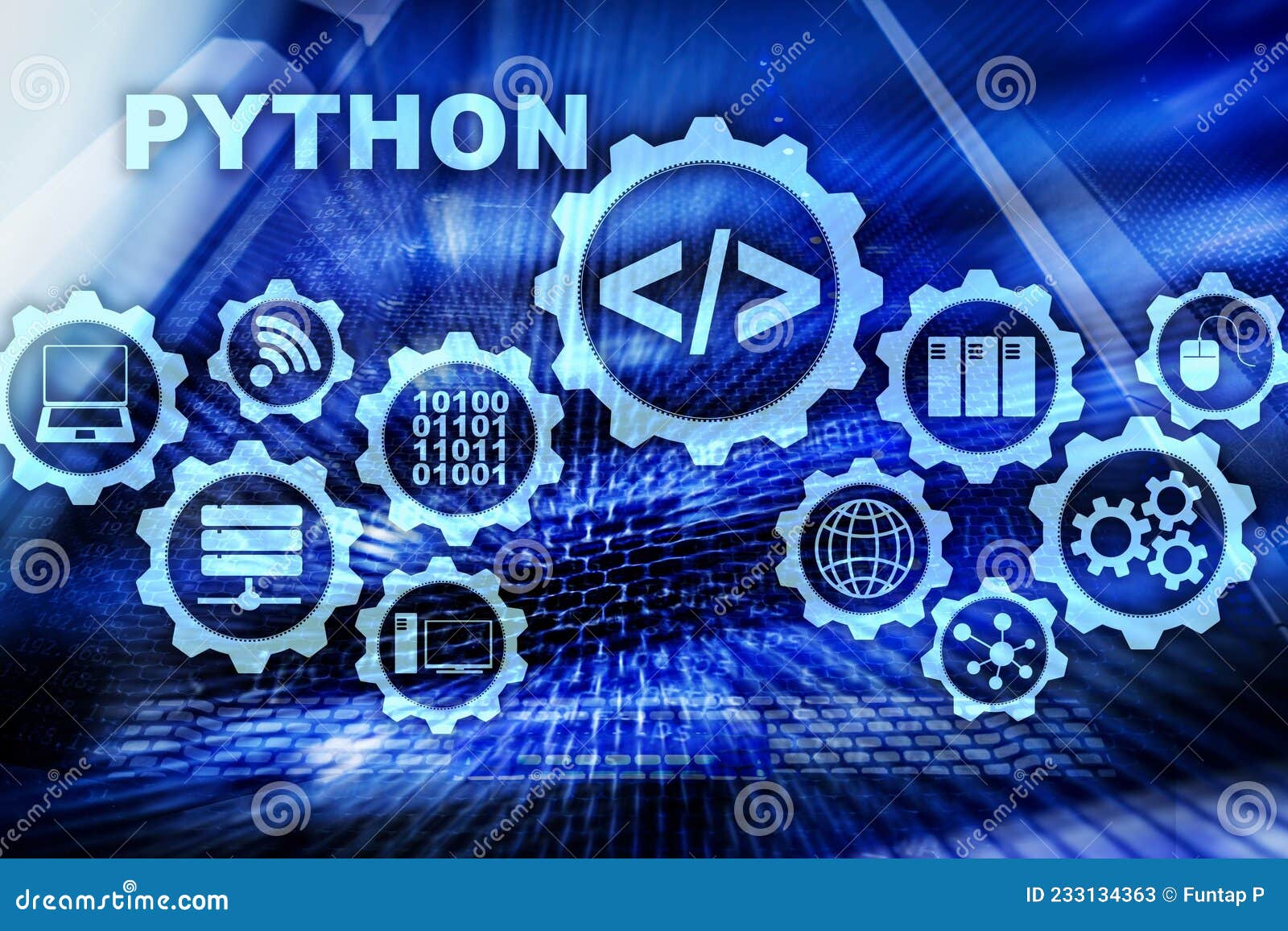 Python Programming Language On Server Room Background Programing Workflow Abstract Algorithm