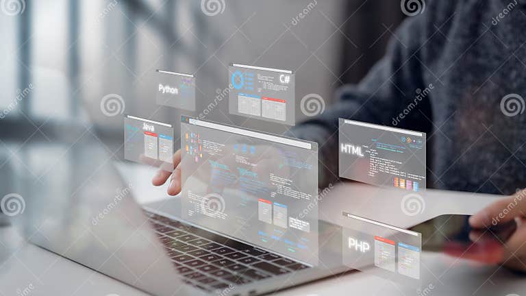 Python Programming Web Development Coding Concept.Software Development ...