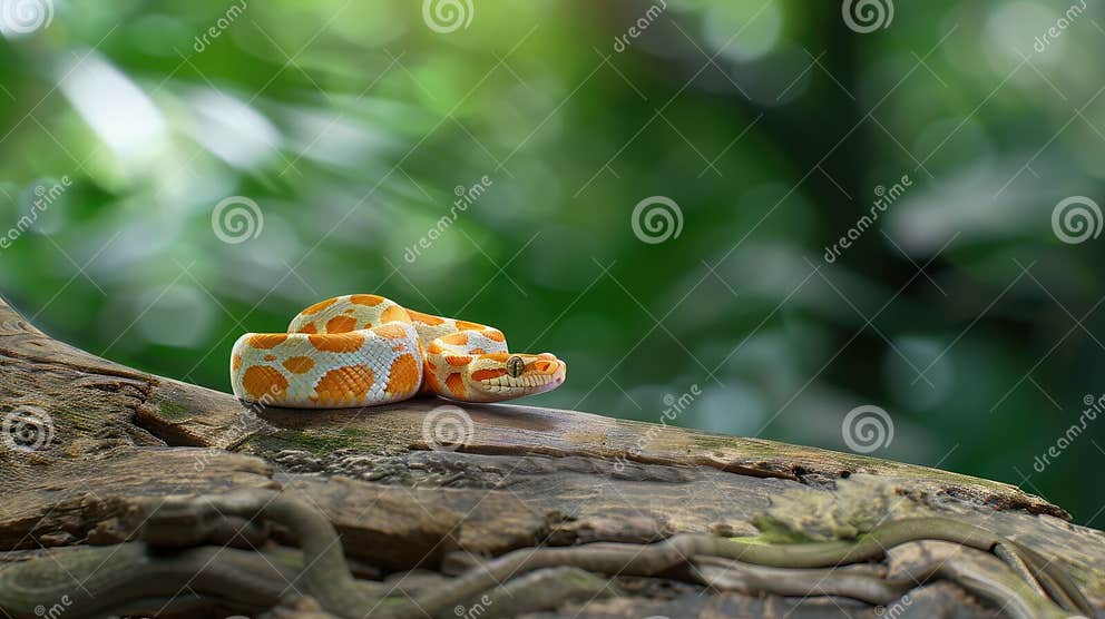 A Python Snake with Brown, Black, and Cream Markings is Coiled on a ...