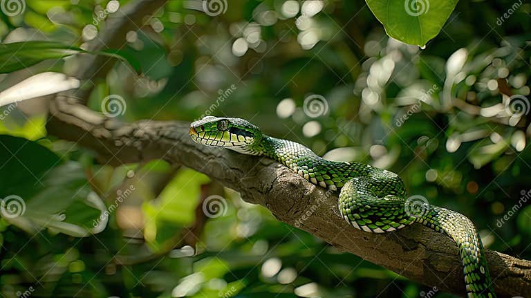 A Python Snake with Brown, Black, and Cream Markings is Coiled on a ...