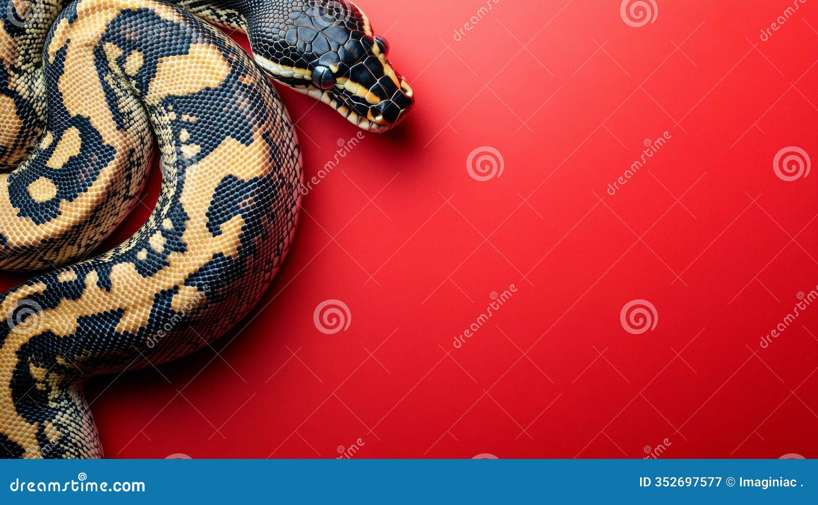 Python Snake on Red Background Displaying Scales and Pattern Stock ...