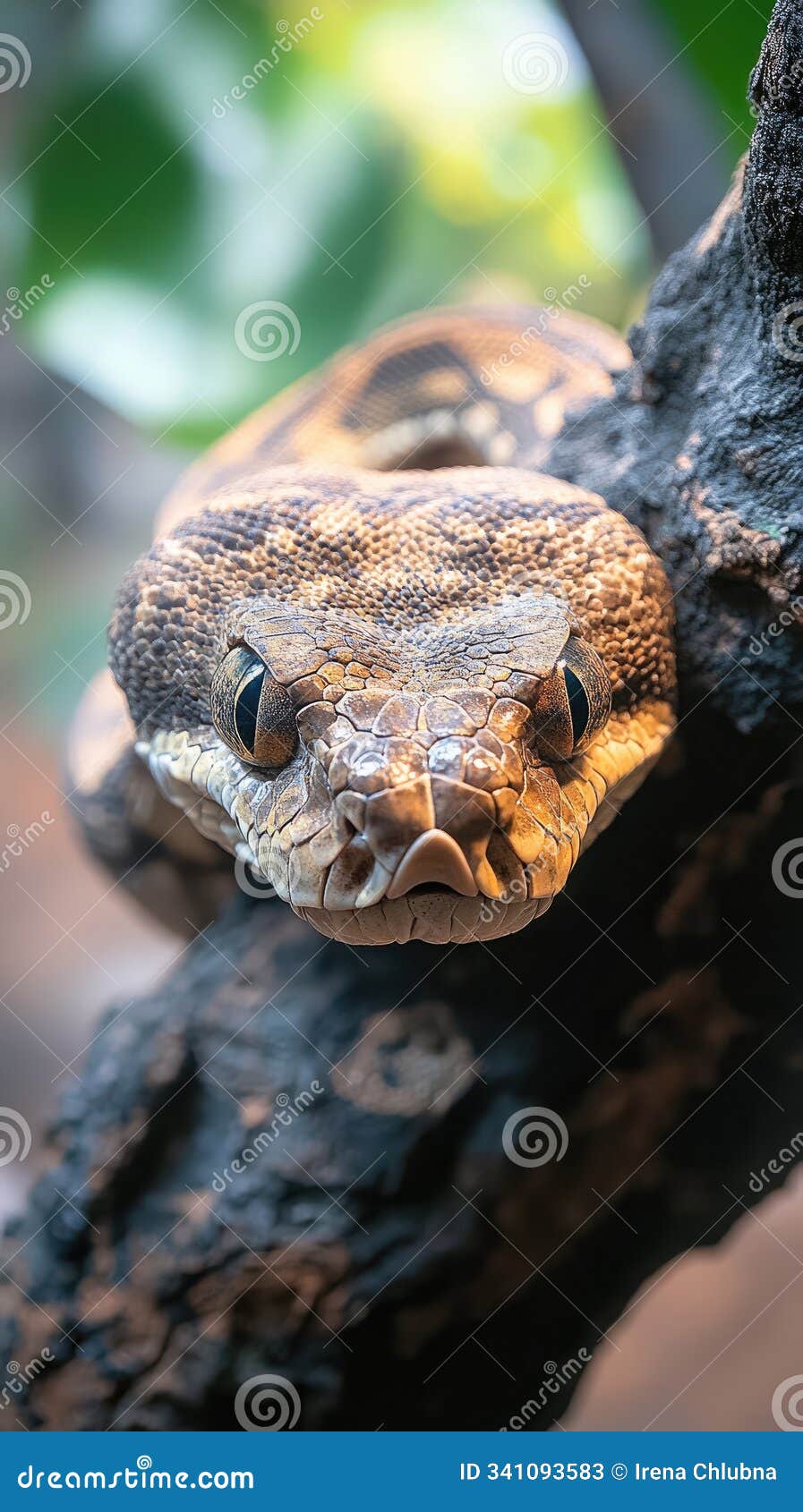 Python Snake Resting on Tree Branch in Natural Habitat Stock Illustration - Illustration of ...