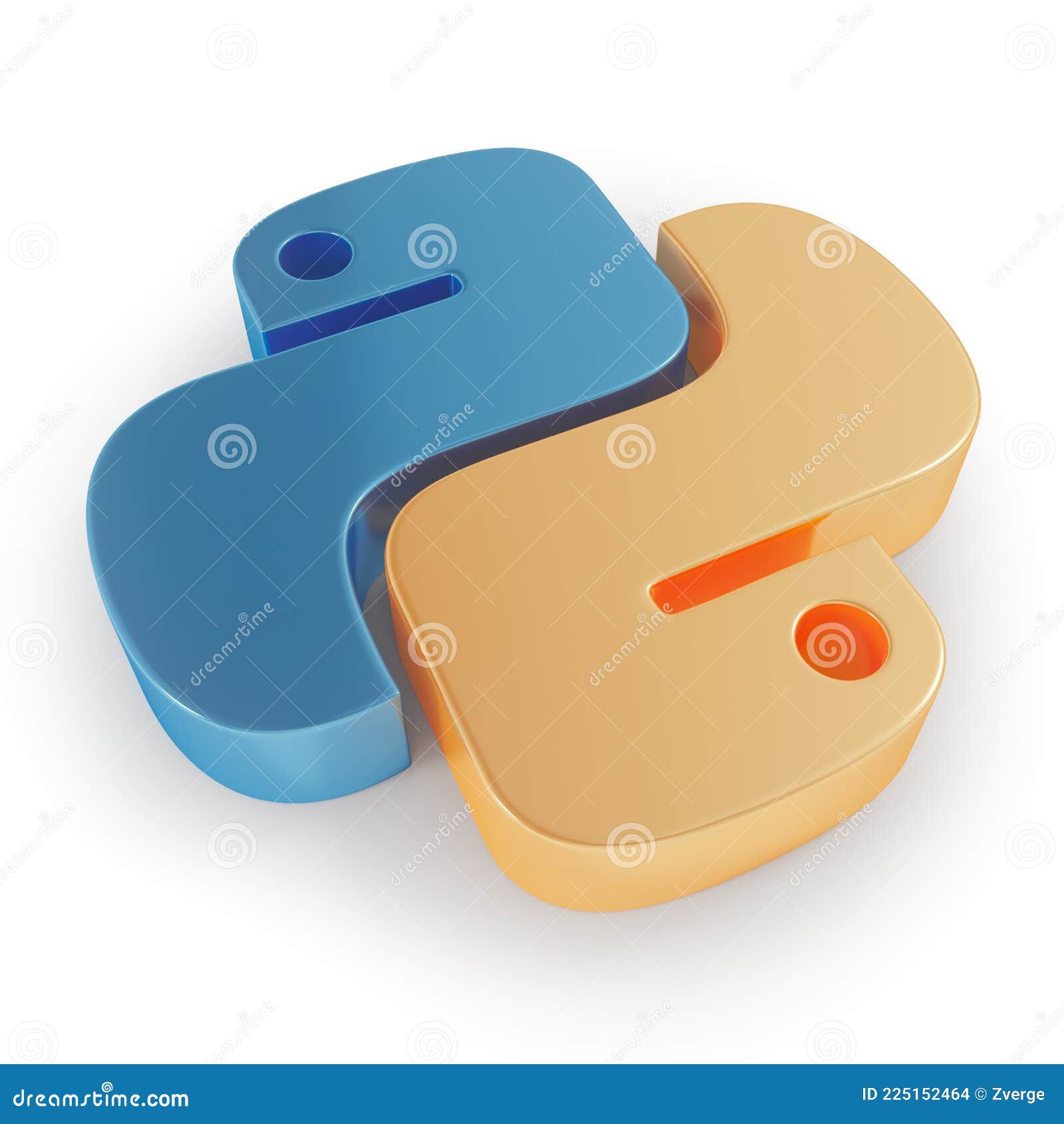 Python-Symbol Auf Weißem Hintergrund. Blau Und Gelb Farben 3d Rendering ...