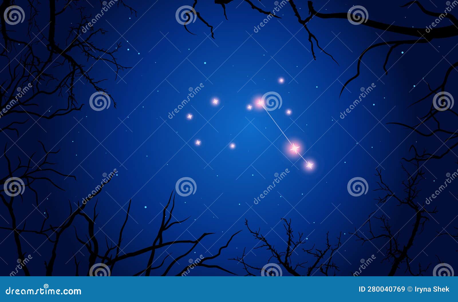 Pyxis Constellation. Tree Branches, Starry Sky Stock Vector ...