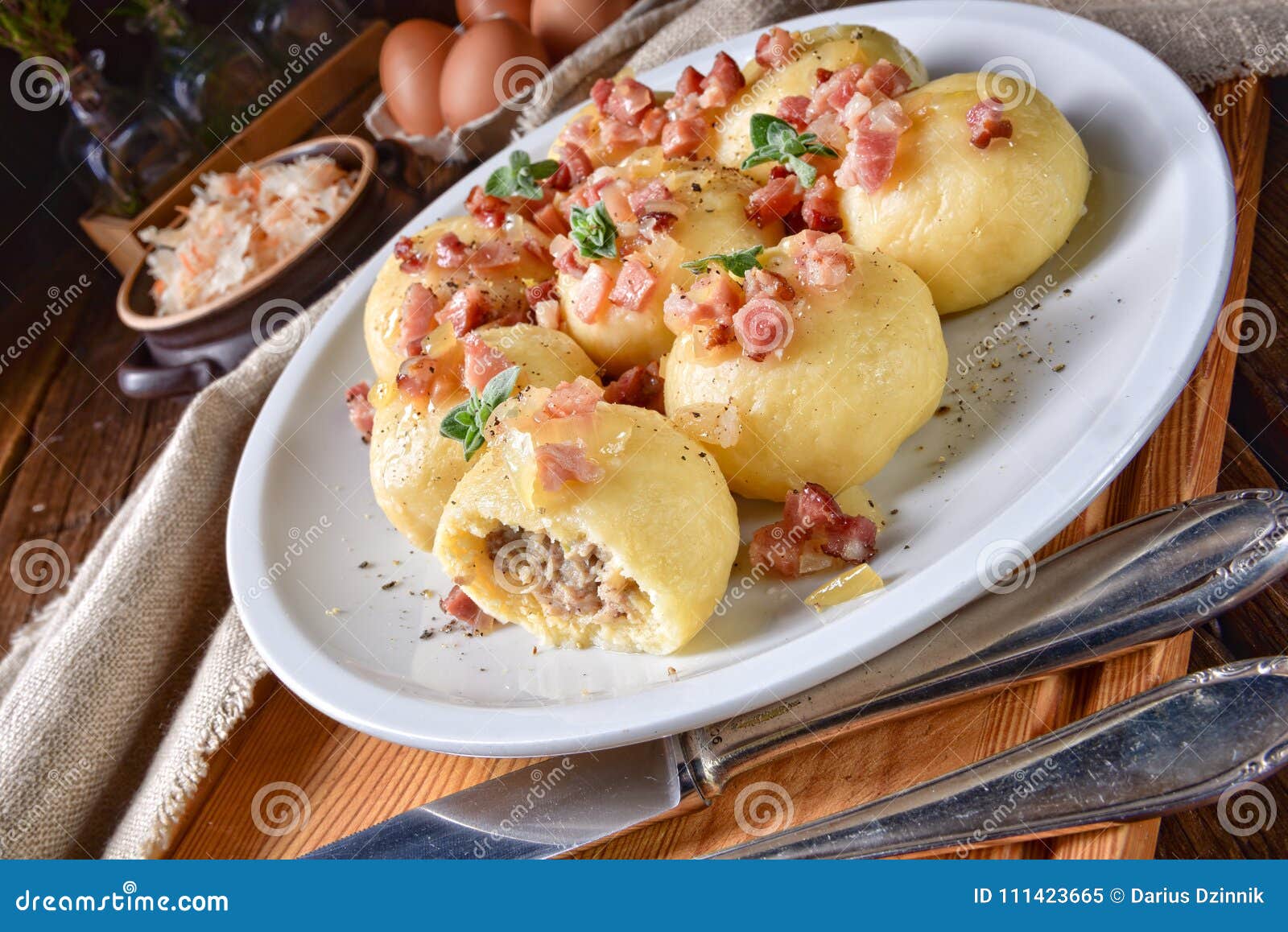 Pyzy are a Type of Polish Dumpling Stock Image - Image of ball, fork ...