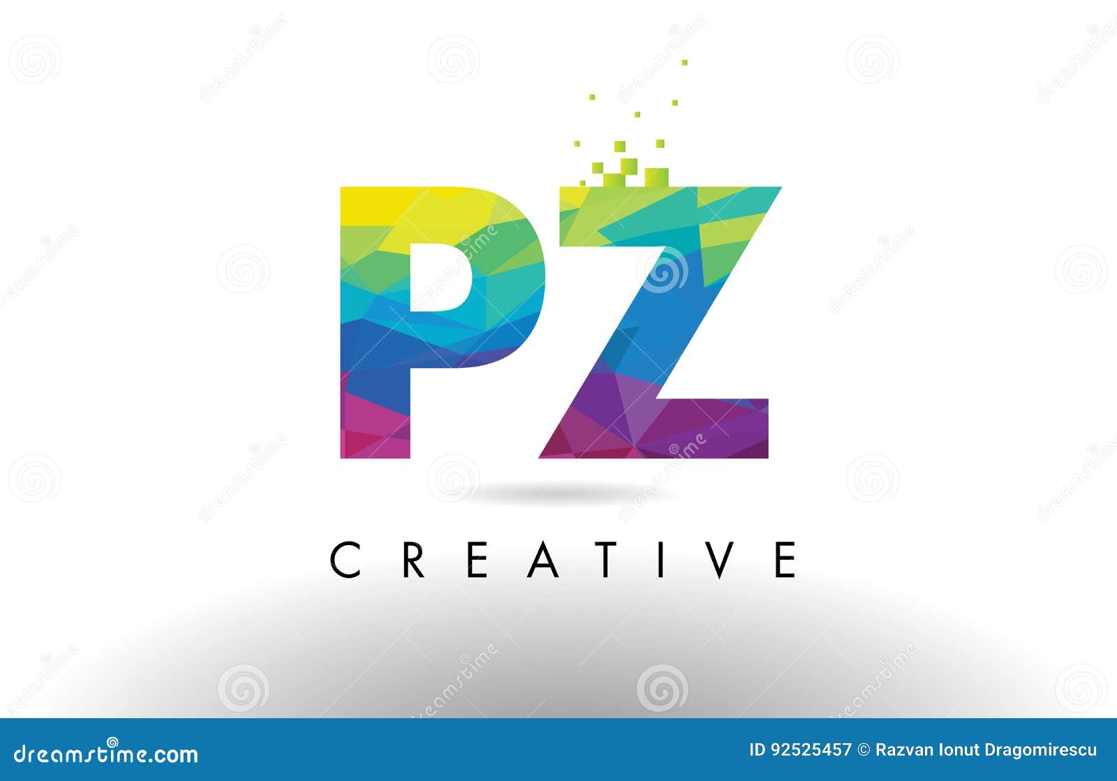 Pz P Z Colorful Letter Origami Triangles Design Vector Stock Vector Illustration Of Modern