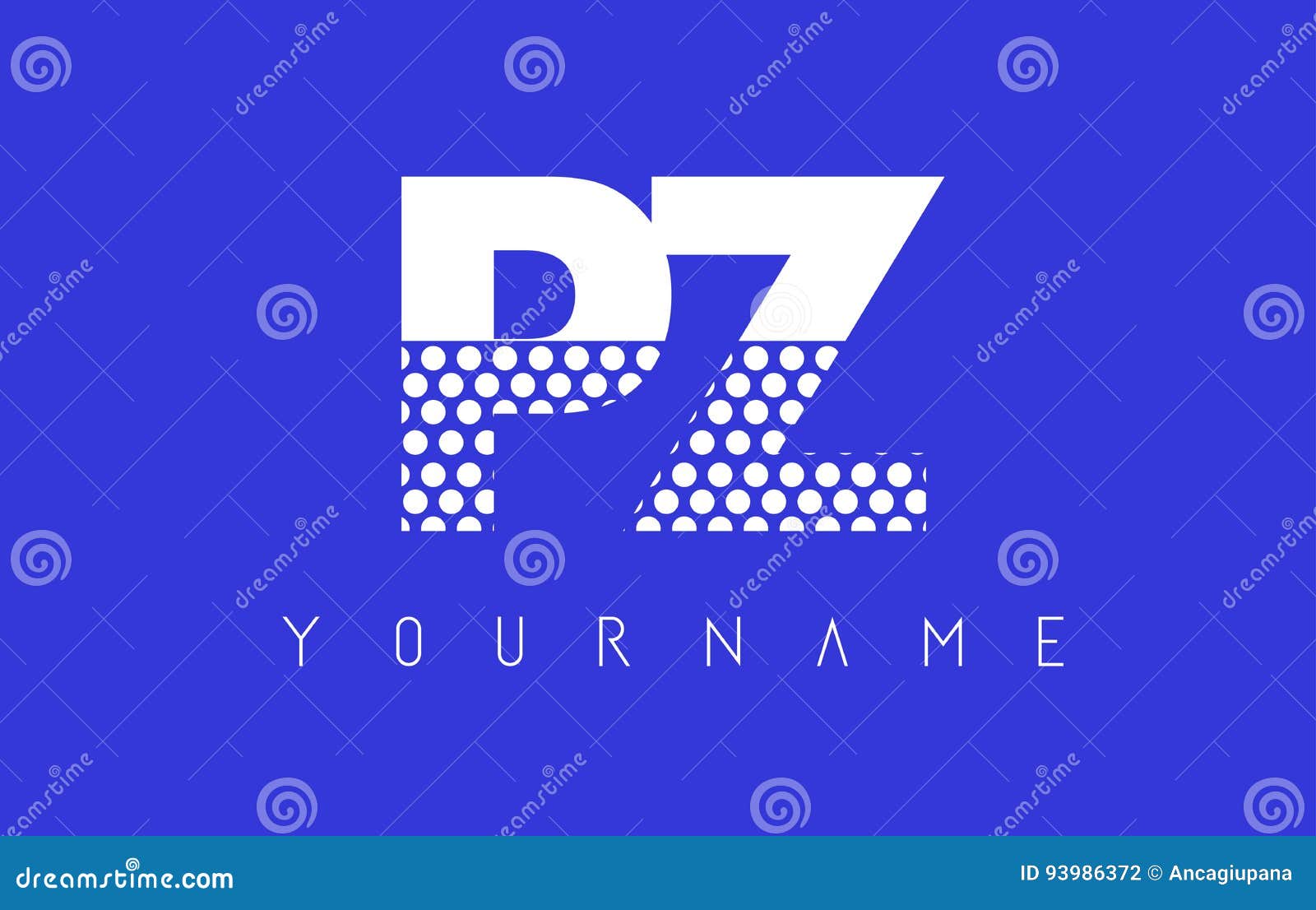 PZ P Z Dotted Letter Logo Design with Blue Background. Stock Vector ...