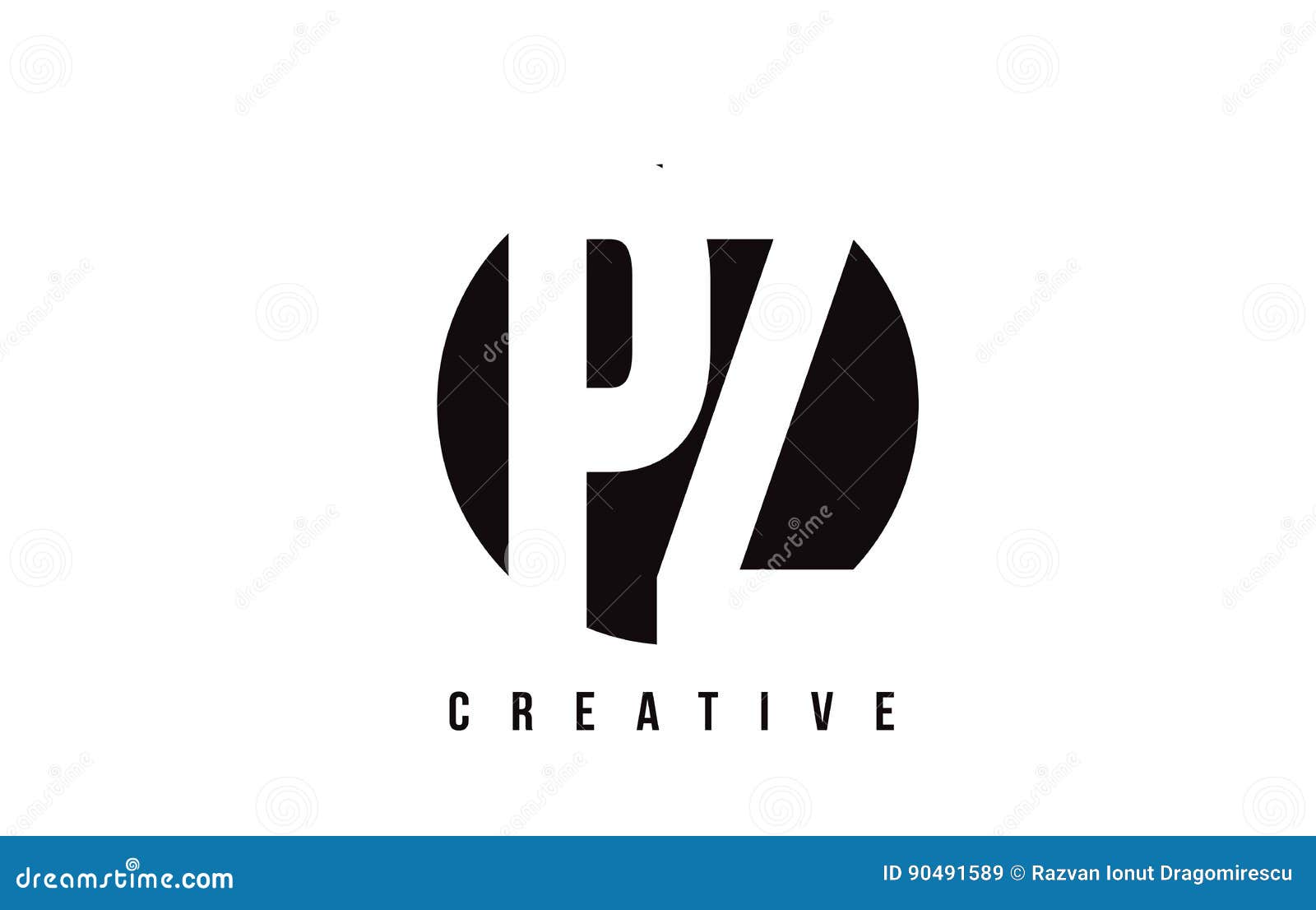PZ P Z White Letter Logo Design with Circle Background. Stock Vector ...