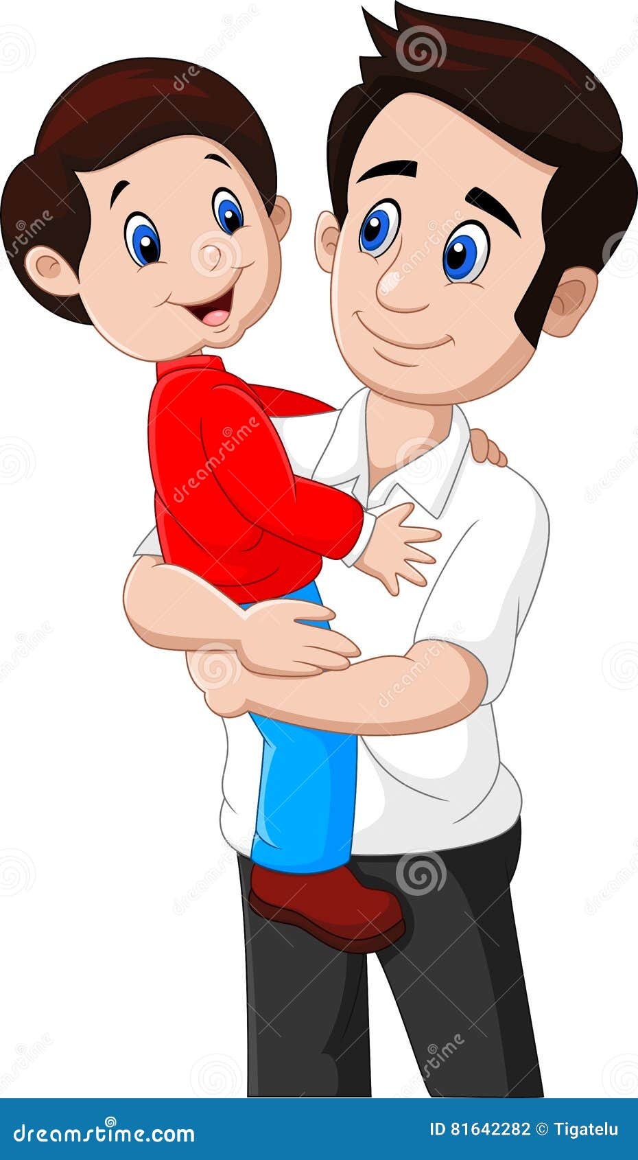 Père Et Fils De Bande Dessinée Jouant Ensemble Illustration De Vecteur