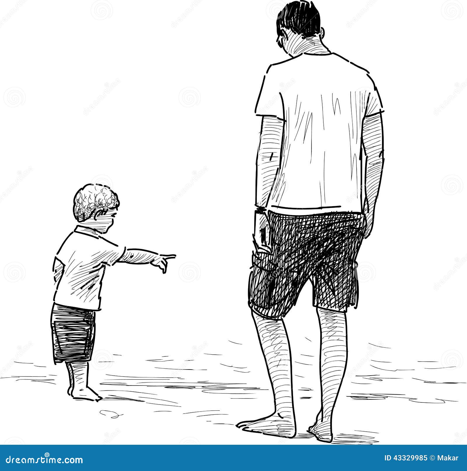 Père Et Son Enfant Illustration De Vecteur Illustration Du Plage
