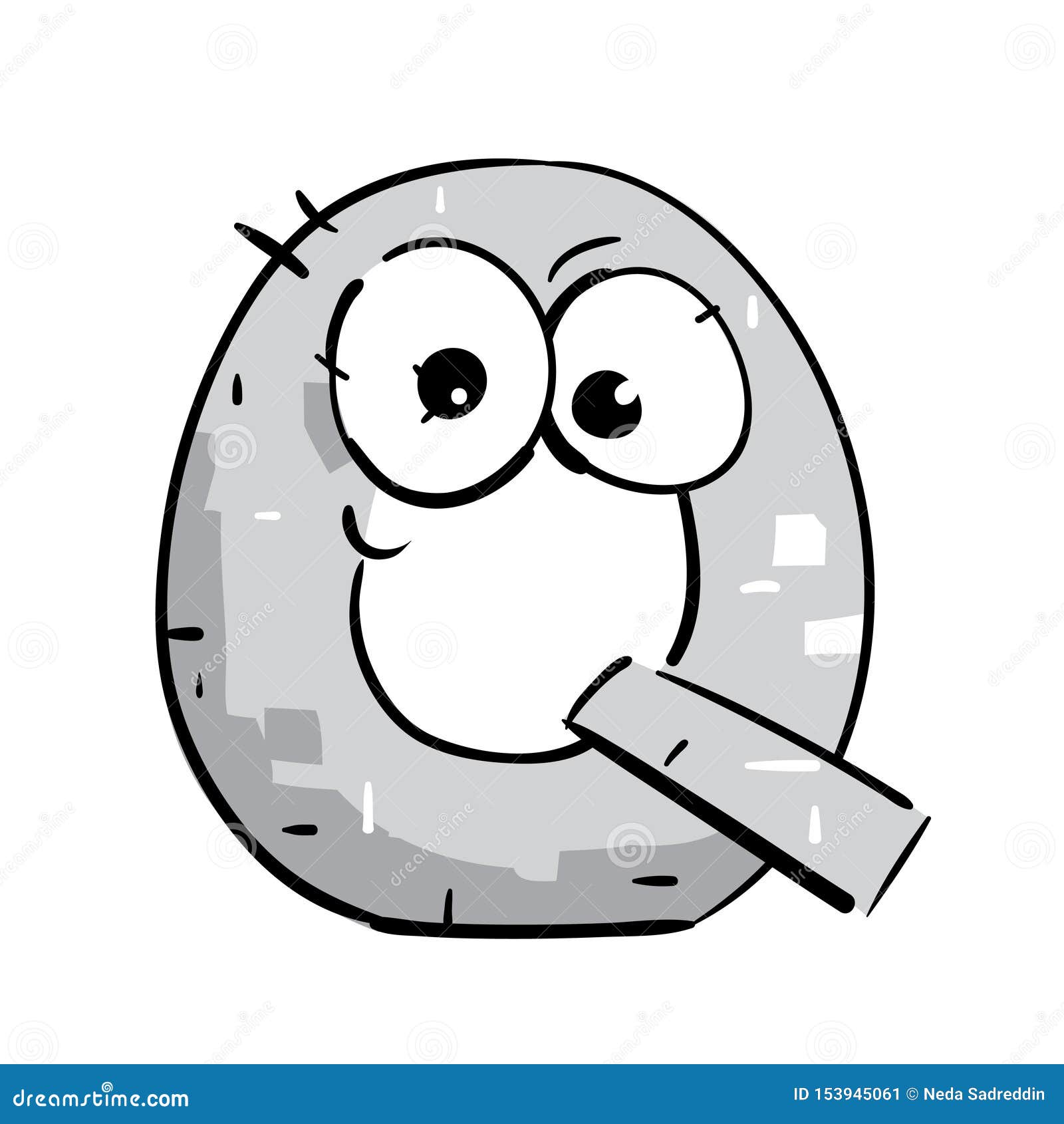 Cartoon Alphabet. Smiling Cute Q Stock Vector - Illustration of icon ...