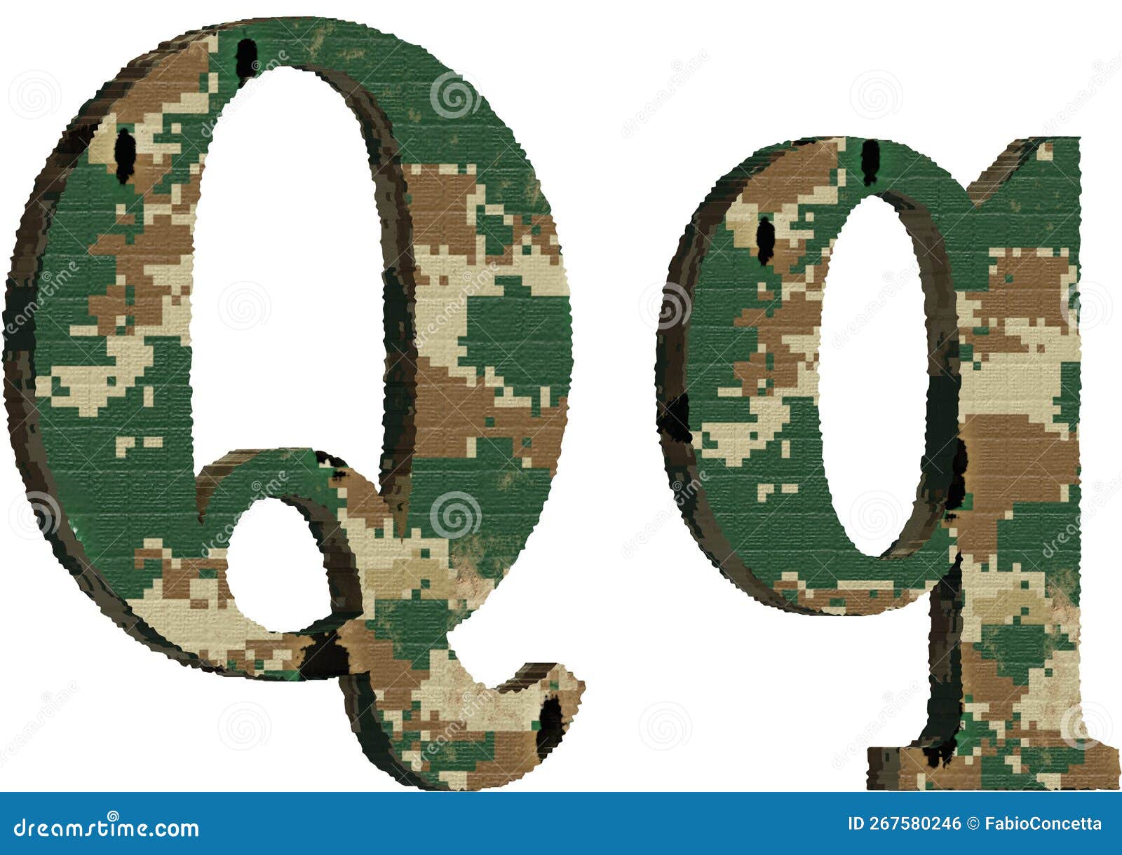 Alphabet Letter Q Uppercase and Lowercase, Abstract Military Camouflage ...