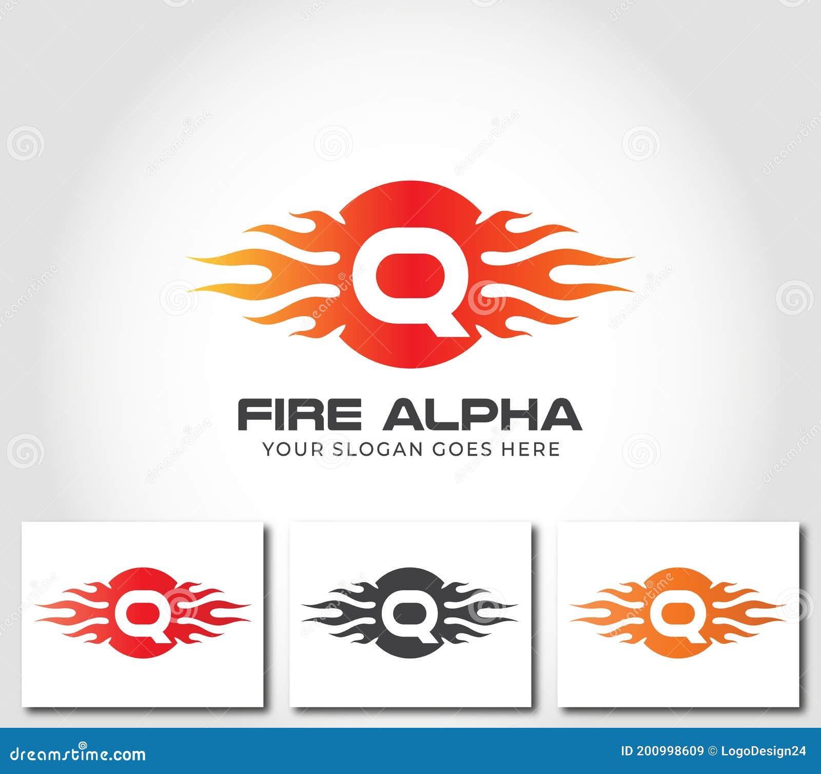 Q Alphabet Fire Logo Design Concept Stock Vector - Illustration of ...