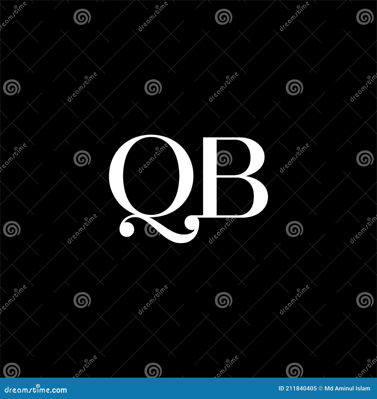 Q B Letter Logo Creative Design on Black Color Background. Qbmonogram ...