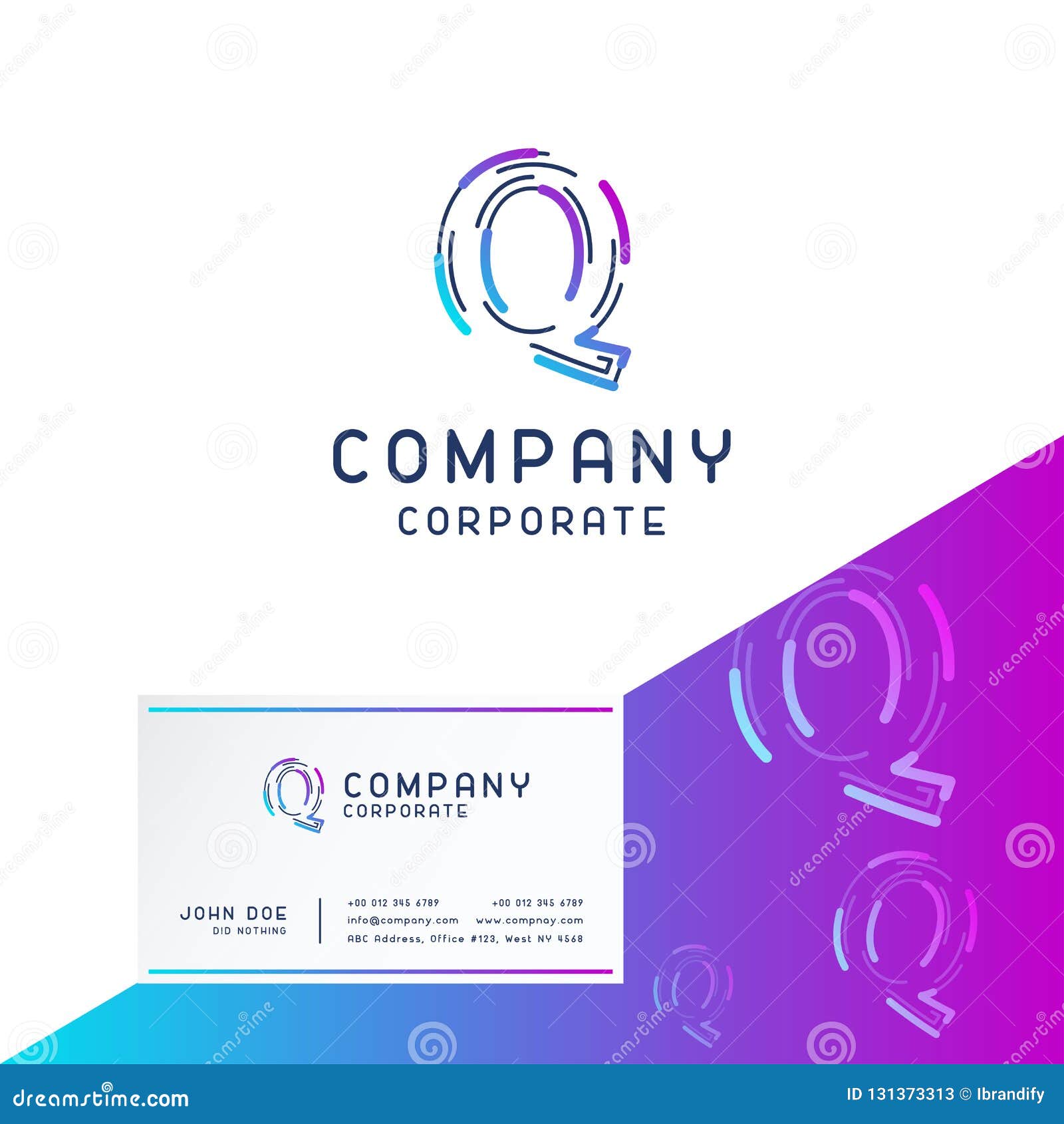Q Company Logo Design with Visiting Card Vector Stock Vector ...