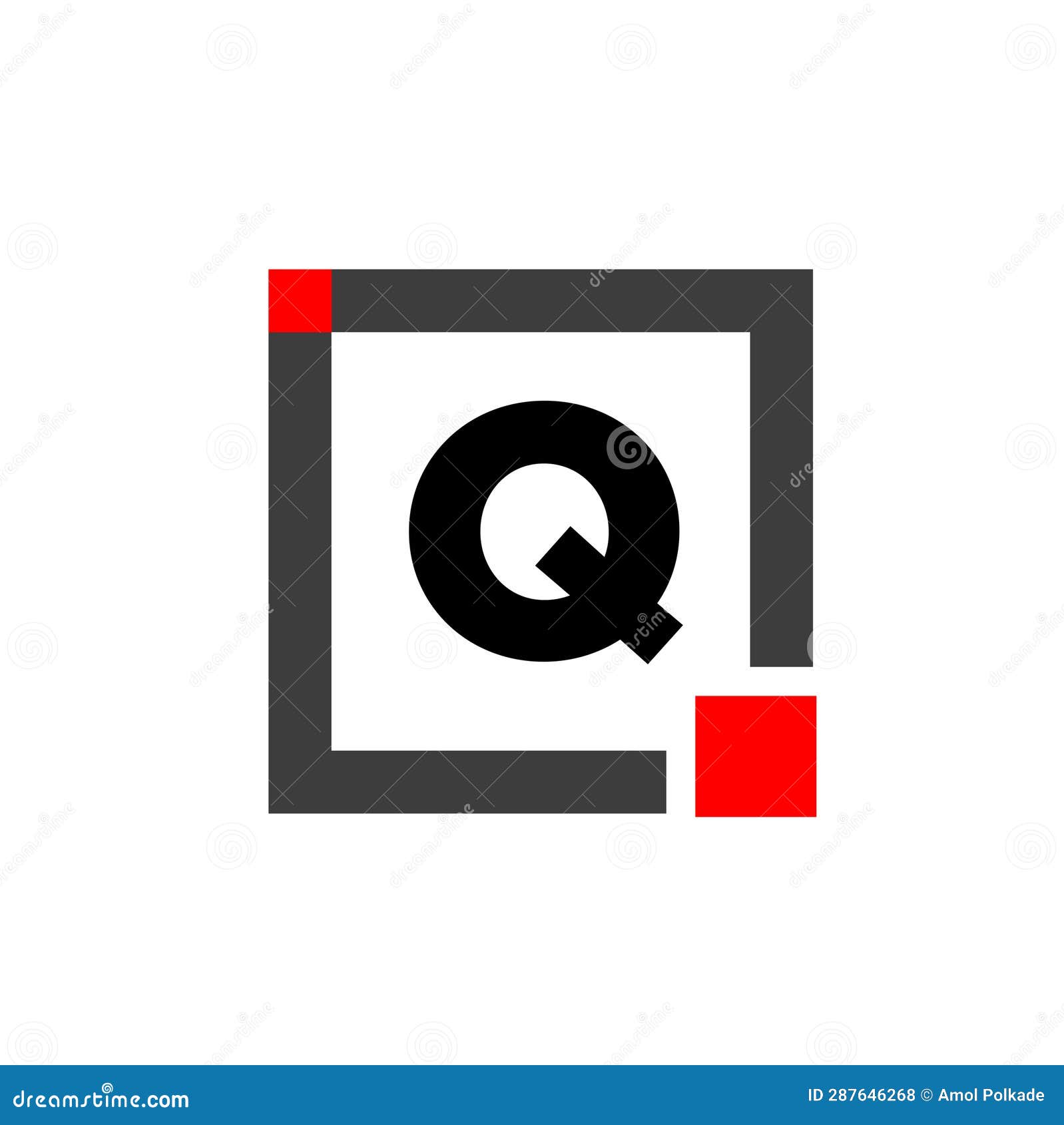 Q Company Name Monogram with Red Square. Q Dot Icon Stock Vector ...