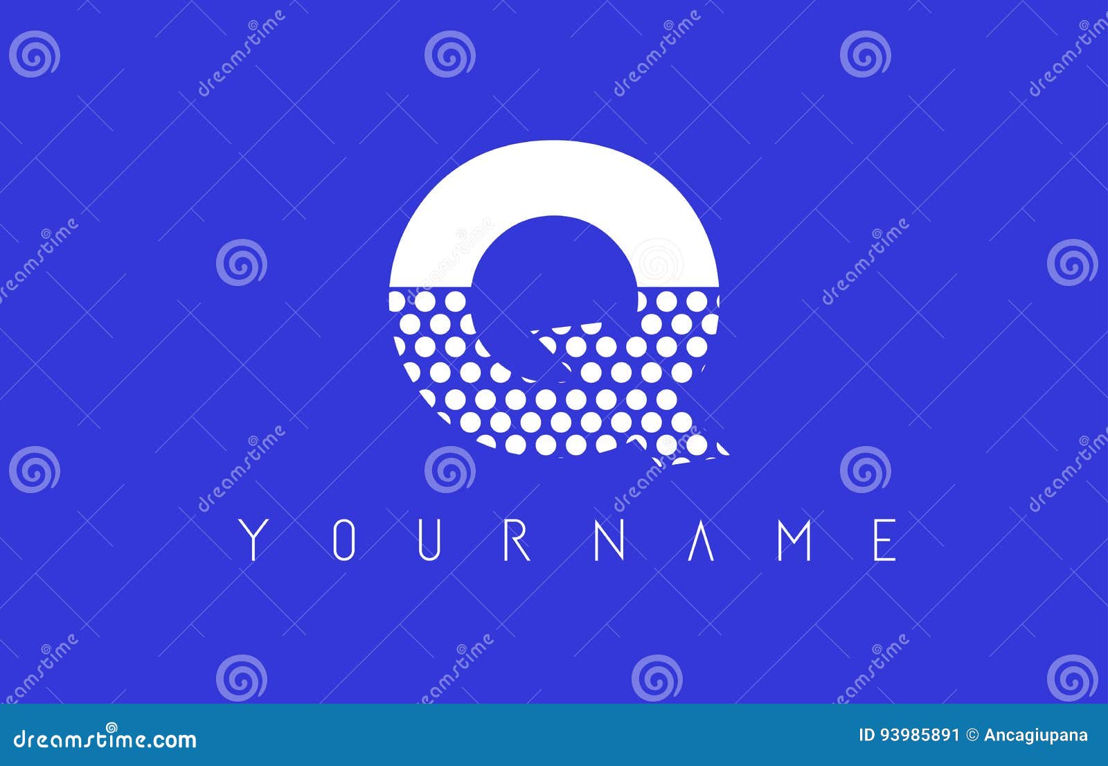 Q Dotted Letter Logo Design with Blue Background. Stock Vector ...