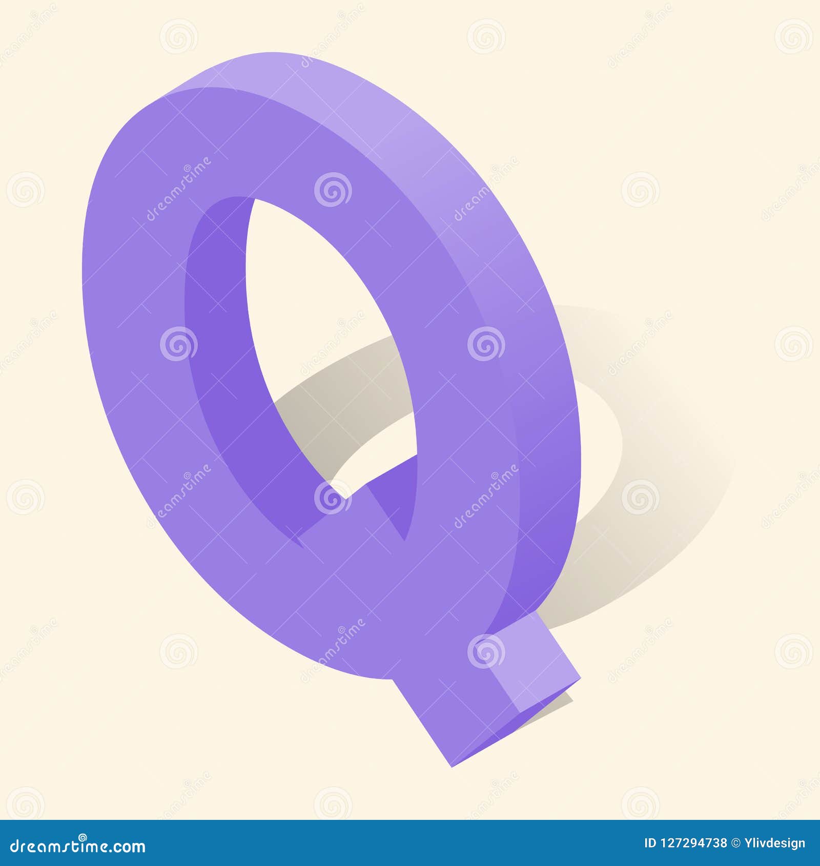 Q Letter in Isometric 3d Style with Shadow Stock Illustration ...
