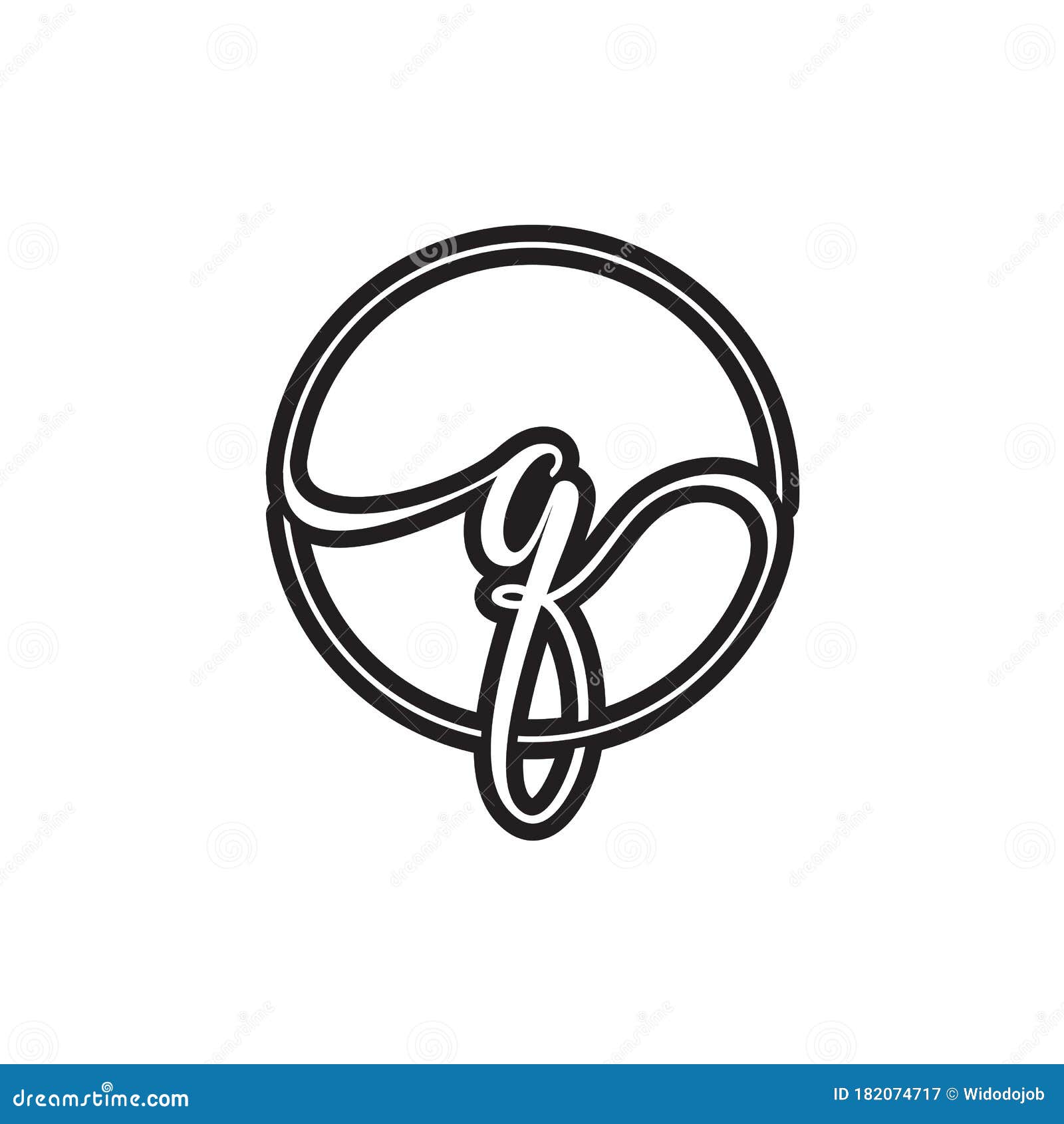 Q Letter Script Circle Logo Design Vector Stock Vector - Illustration ...