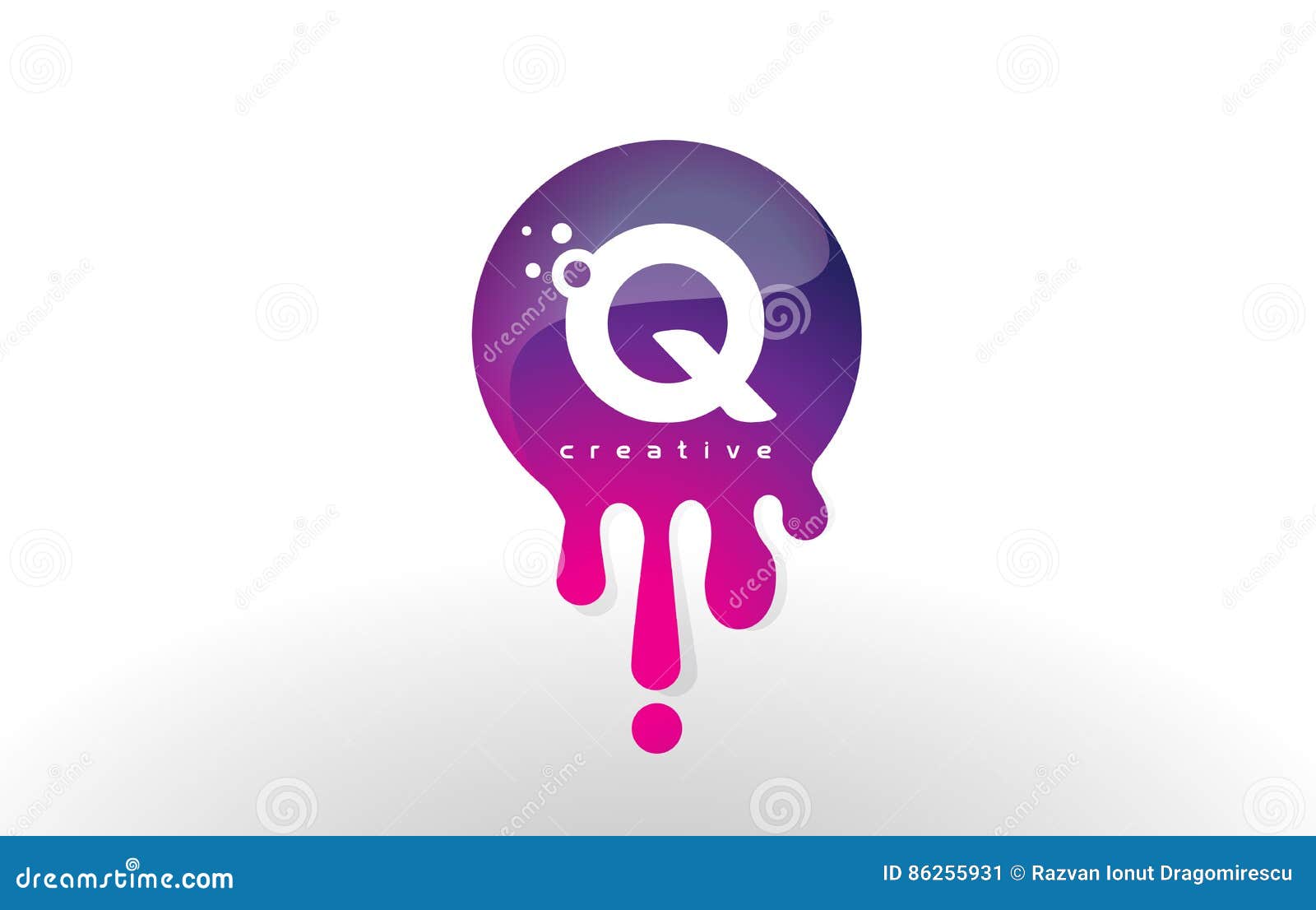 Q Letter Splash Logo. Purple Dots and Bubbles Letter Design Stock ...