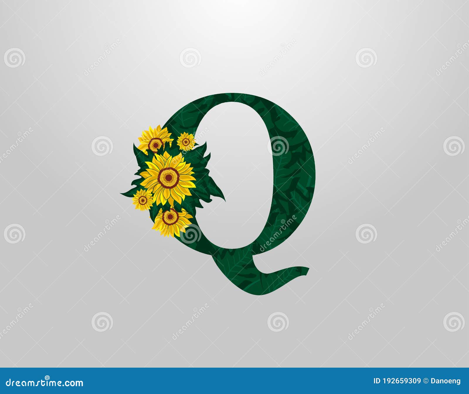 Q Letter with Sunflower Vector Design. Flower Q Logo Icon Stock Vector ...