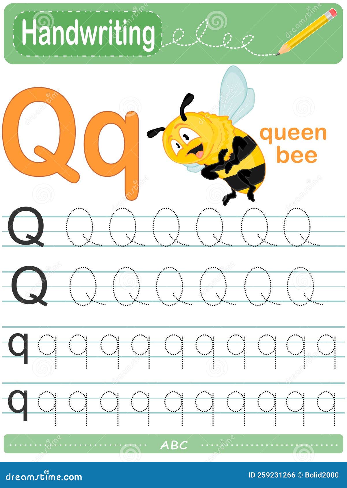 Q is queen bee stock illustration. Illustration of education - 259231266