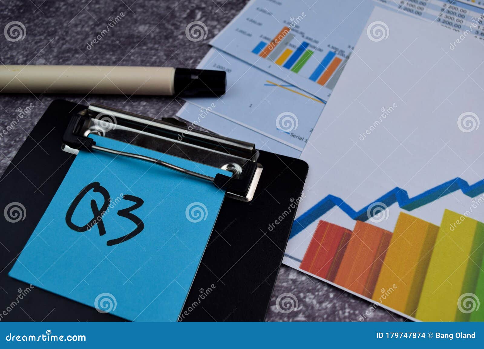Q2 3rd Quarter Period Write On Sticky Notes Isolated On Office Desk