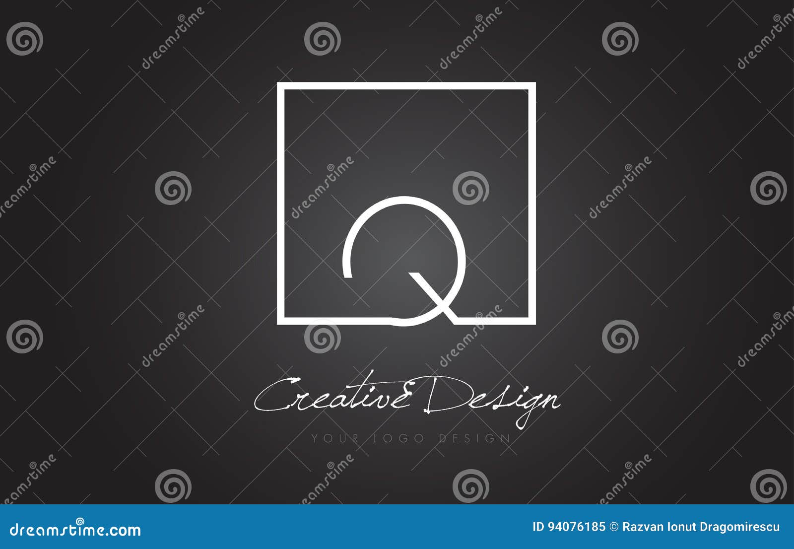 Q Square Frame Letter Logo Design with Black and White Colors. Stock ...