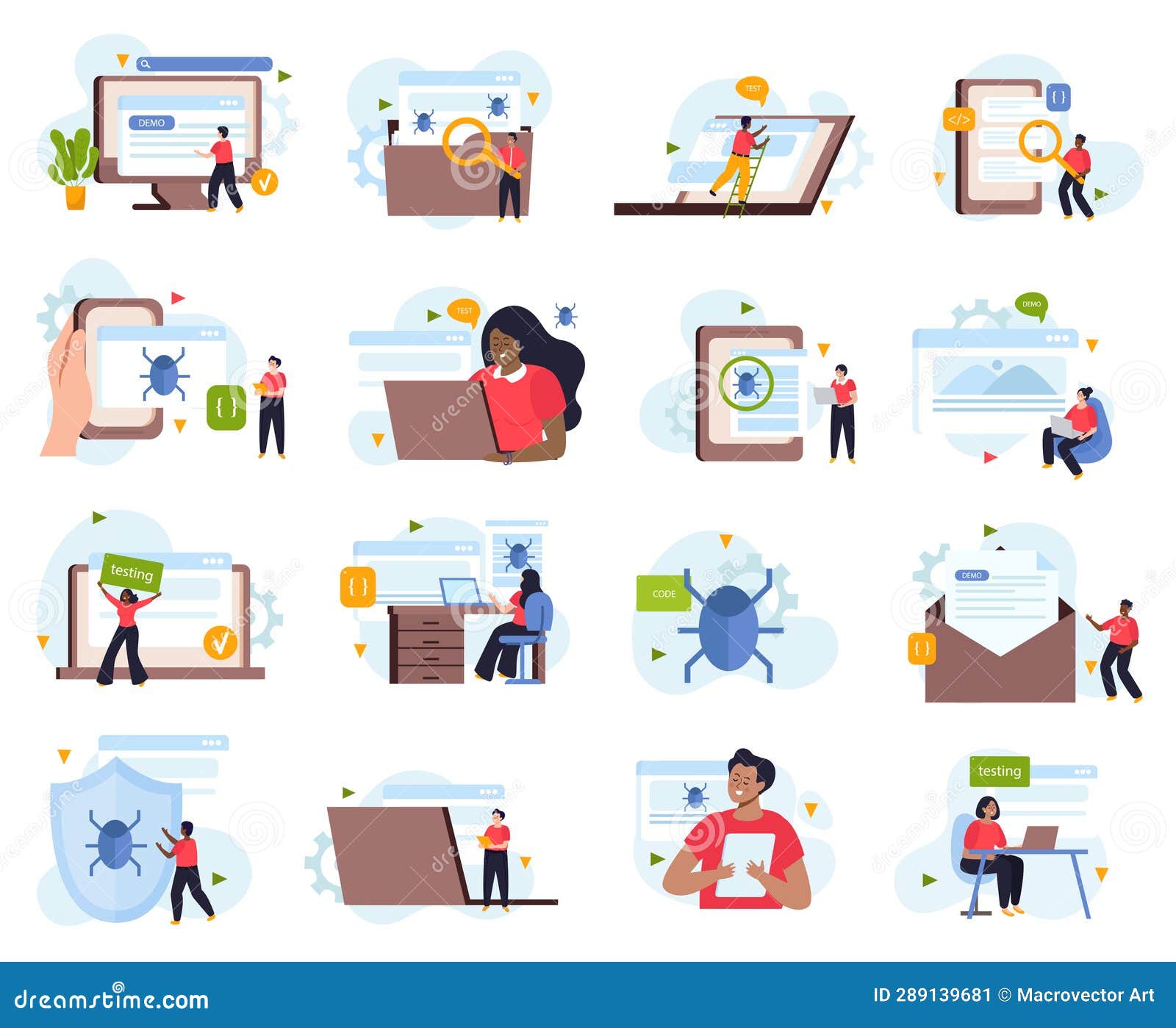 QA Engineer Icons Set stock vector. Illustration of business - 289139681