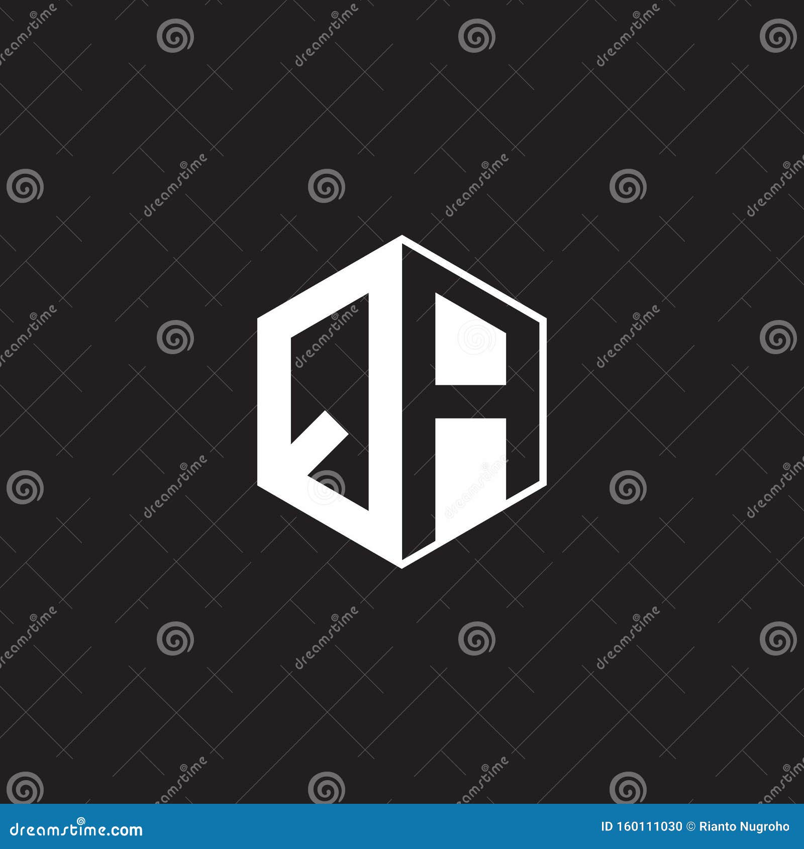 QA Logo Monogram Hexagon with Black Background Negative Space Style ...