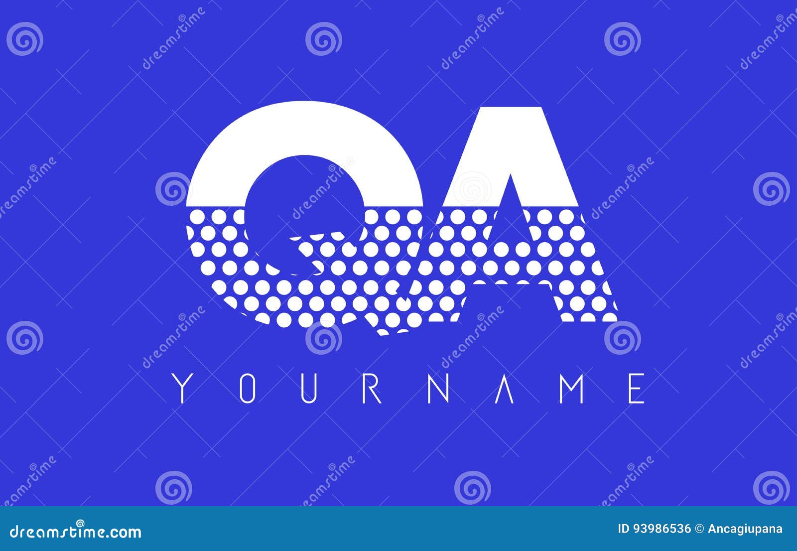 QA Q a Dotted Letter Logo Design with Blue Background. Stock Vector ...